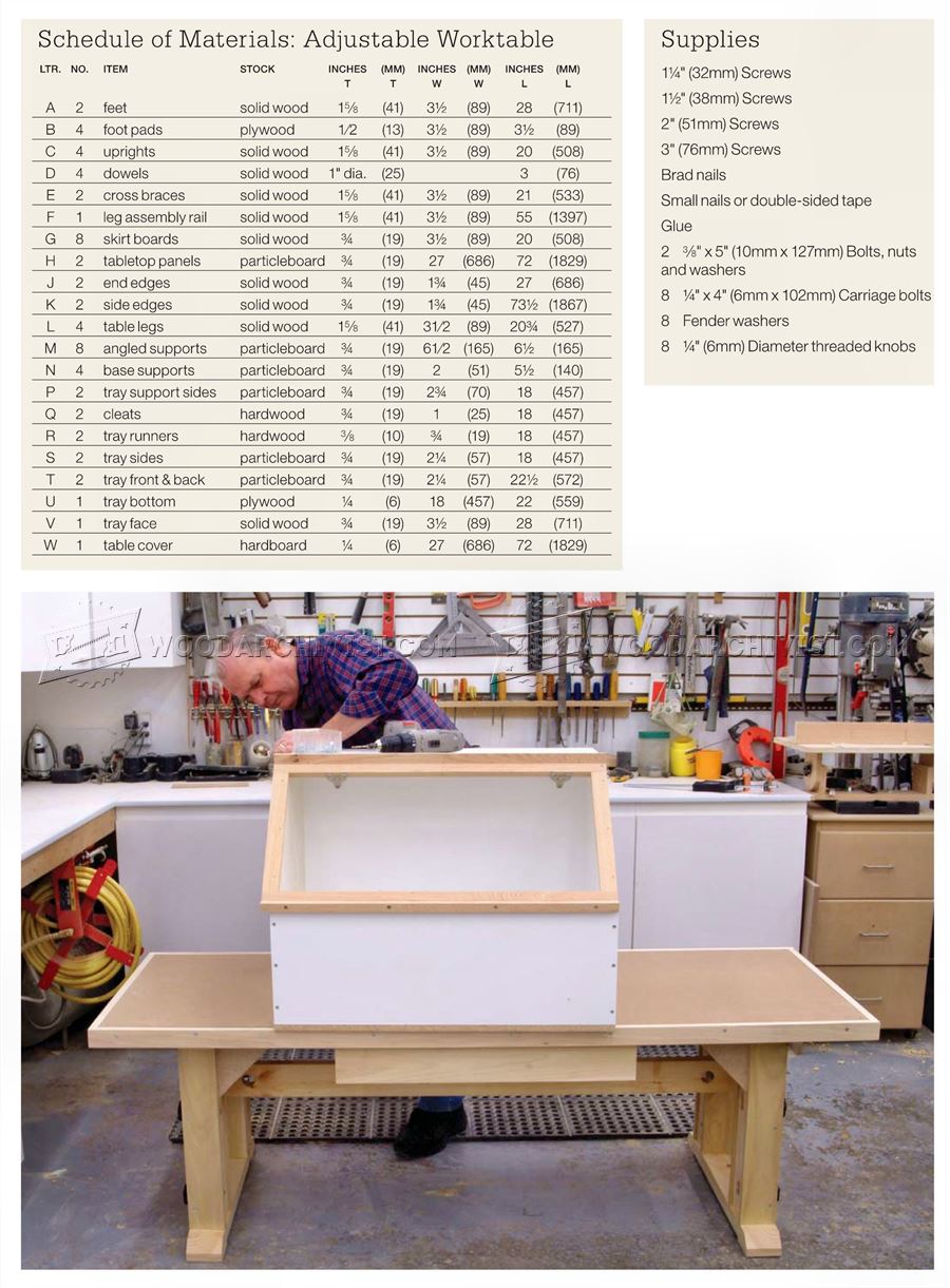 Adjustable Height Worktable Plans • WoodArchivist